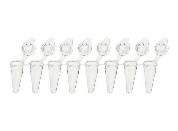 0.1ml PCR Tubes, Low Profile, Optically-Clear Flat Cap, Non Sterile